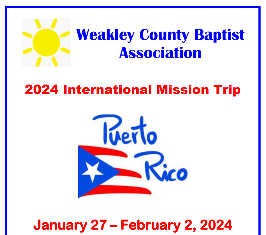 2024 Puerto Rico Mission Trip - Weakley County Baptist Association